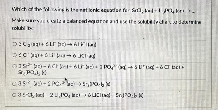 Solved Which of the following is the net ionic equation for: | Chegg.com
