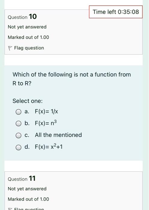 Solved Time left 0:35:08 Question 10 Not yet answered Marked | Chegg.com
