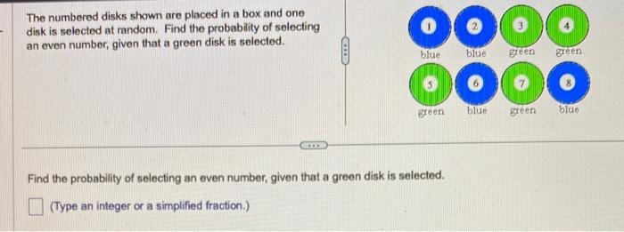 Solved The numbered disks shown are placed in a box and one | Chegg.com