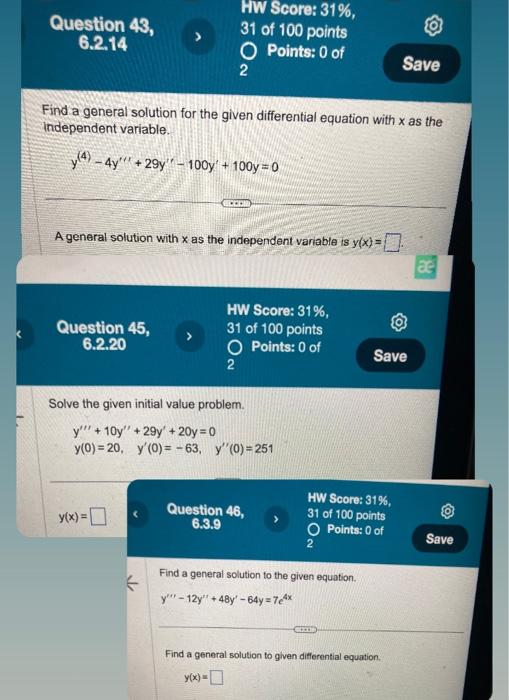 Solved Find a general solution for the given differential | Chegg.com