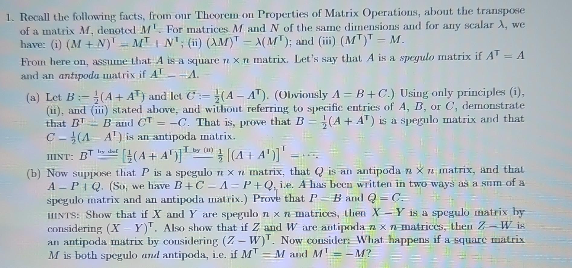Solved Recall the following facts, from our Theorem on | Chegg.com