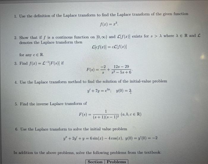 1. Use the definition of the Laplace transform to | Chegg.com