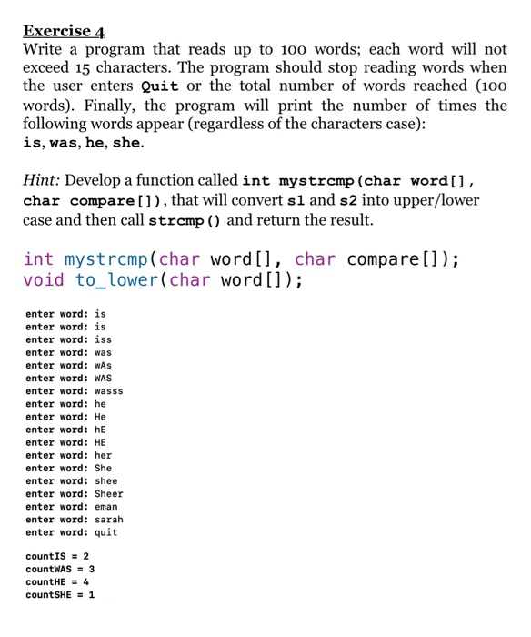 Solved Exercise 4 Write a program that reads up to 100 | Chegg.com