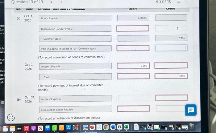 Solved Question 13 of 13 No. Uate Account irties ana | Chegg.com
