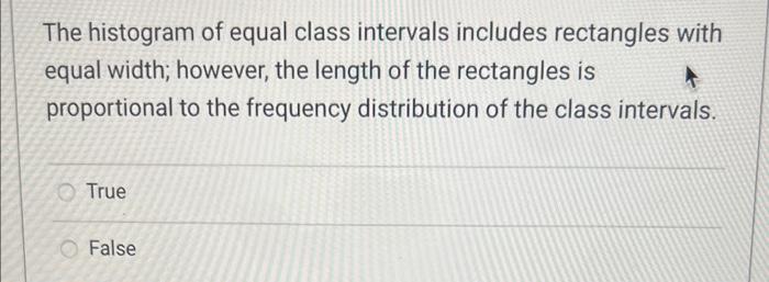 Solved The histogram of equal class intervals includes | Chegg.com