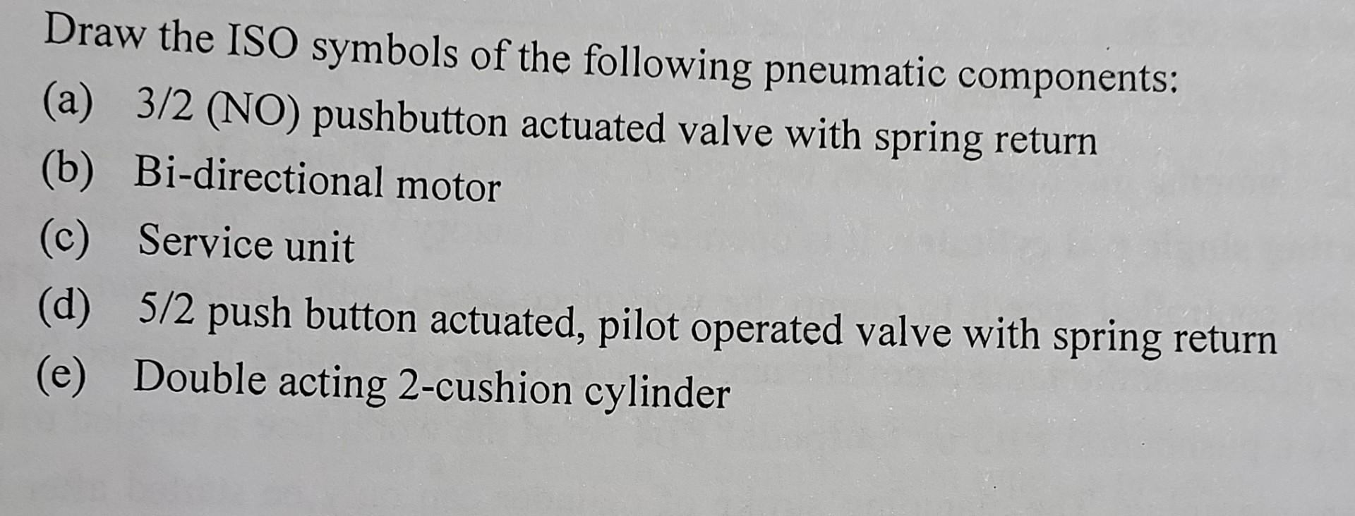 Solved Draw the ISO symbols of the following pneumatic | Chegg.com