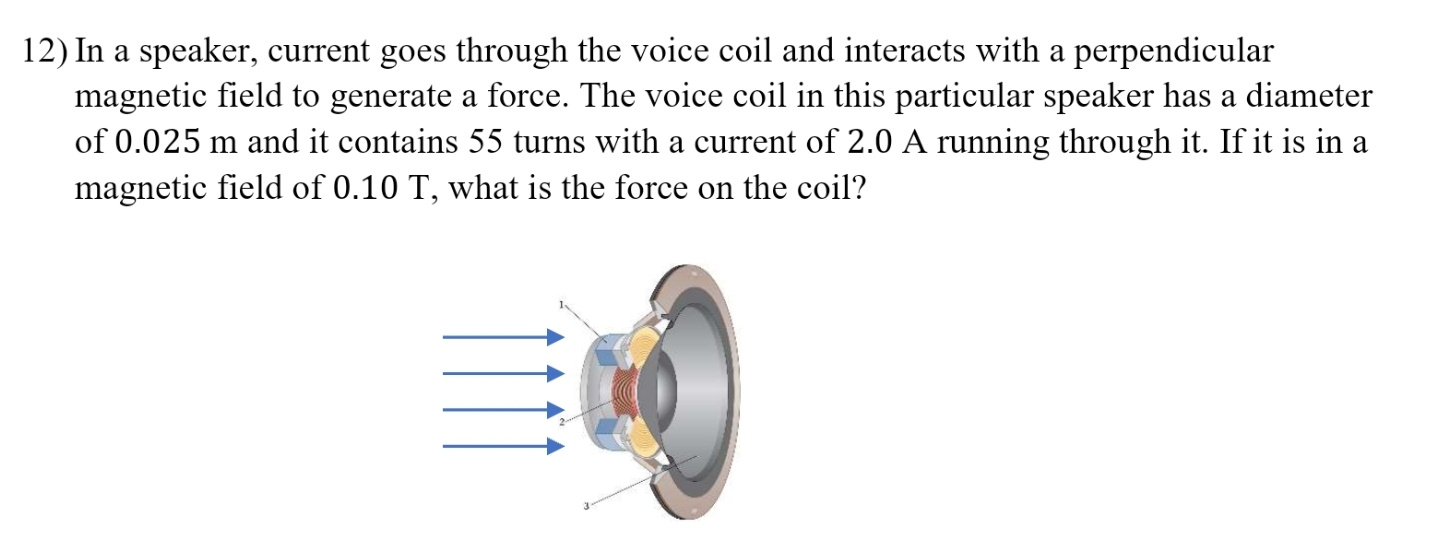 Solved In a speaker, current goes through the voice coil and | Chegg.com