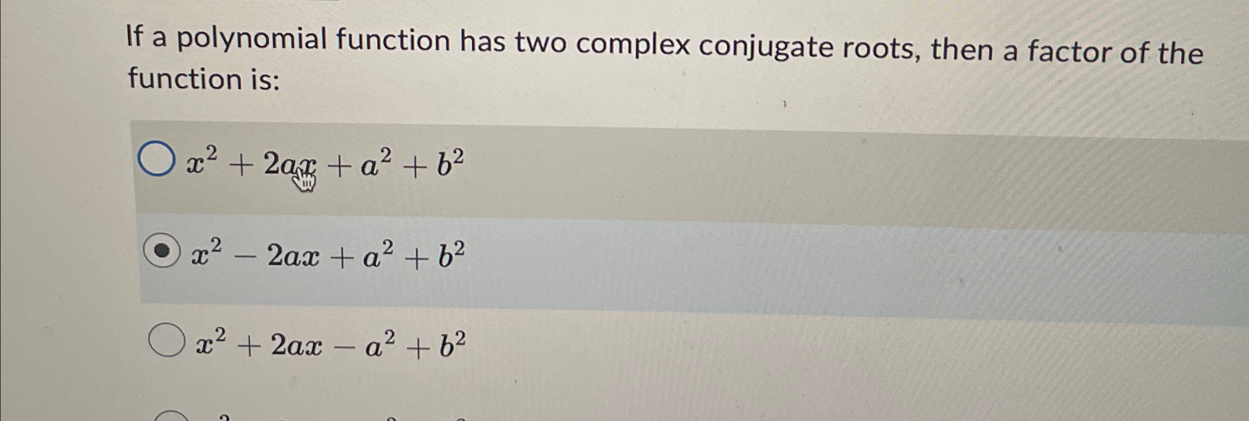 Solved If a polynomial function has two complex conjugate | Chegg.com
