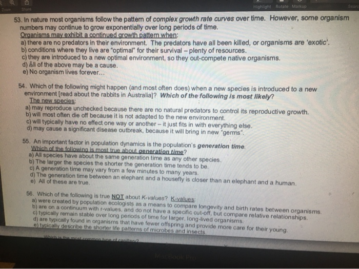 Solved Highlight Rotate Markup 53. In nature most organisms | Chegg.com