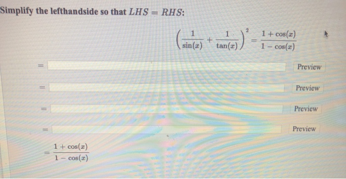 Solved Simplify the lefthandside so that LHS = RHS: G | Chegg.com