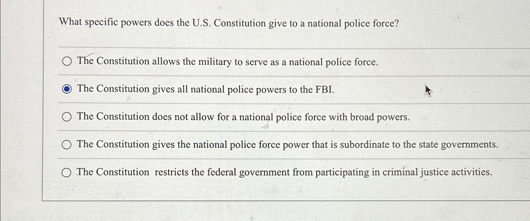 Solved What specific powers does the U.S. ﻿Constitution give | Chegg.com