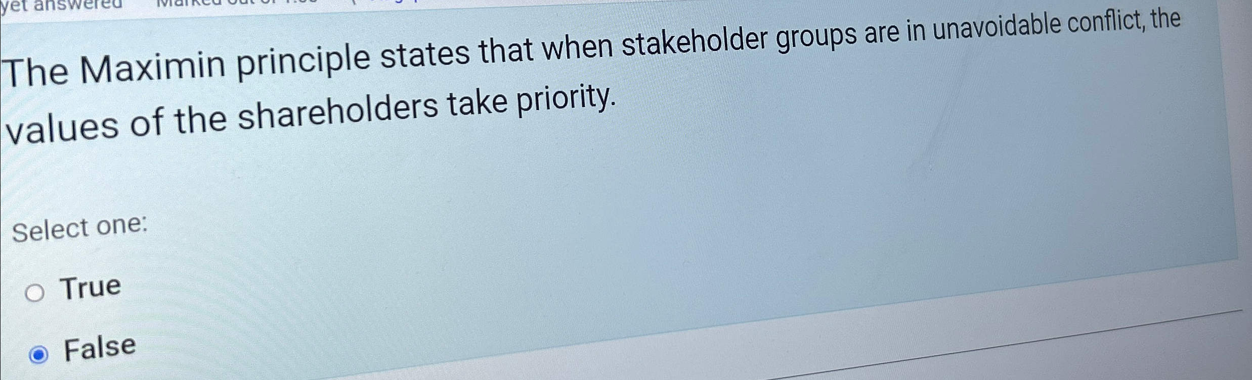 Solved The Maximin principle states that when stakeholder | Chegg.com