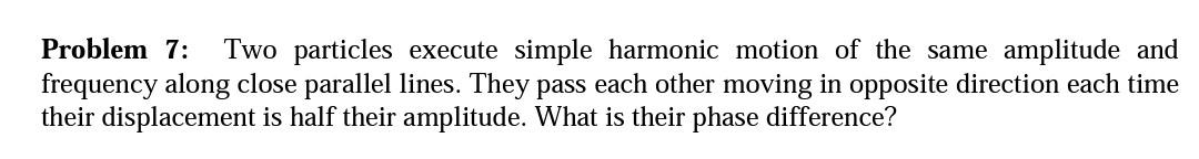 Solved Problem 7: Two particles execute simple harmonic | Chegg.com