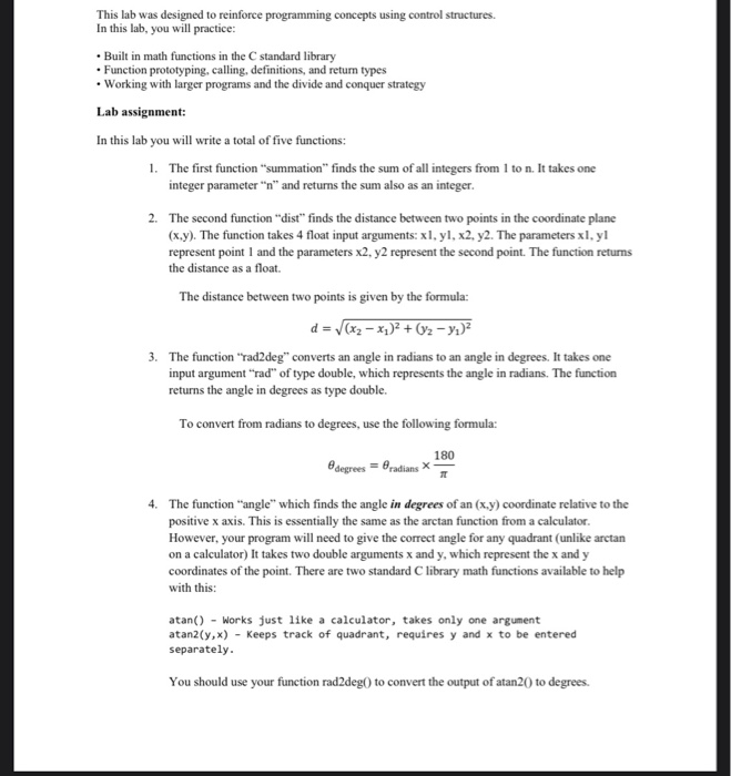 Solved This lab was designed to reinforce programming | Chegg.com