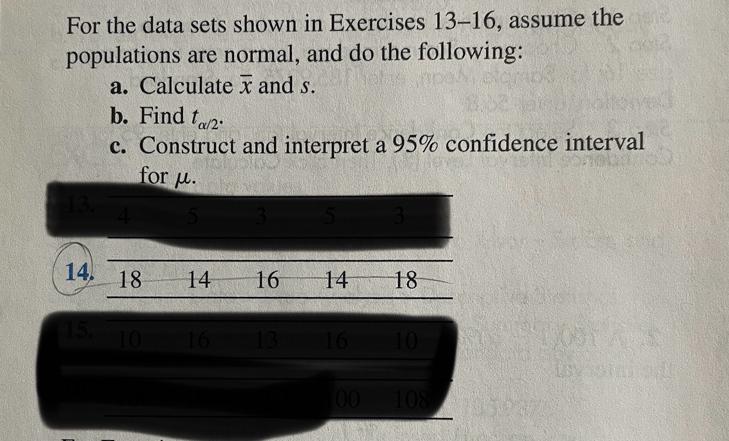Solved For the data sets shown in Exercises 13-16, ﻿assume | Chegg.com