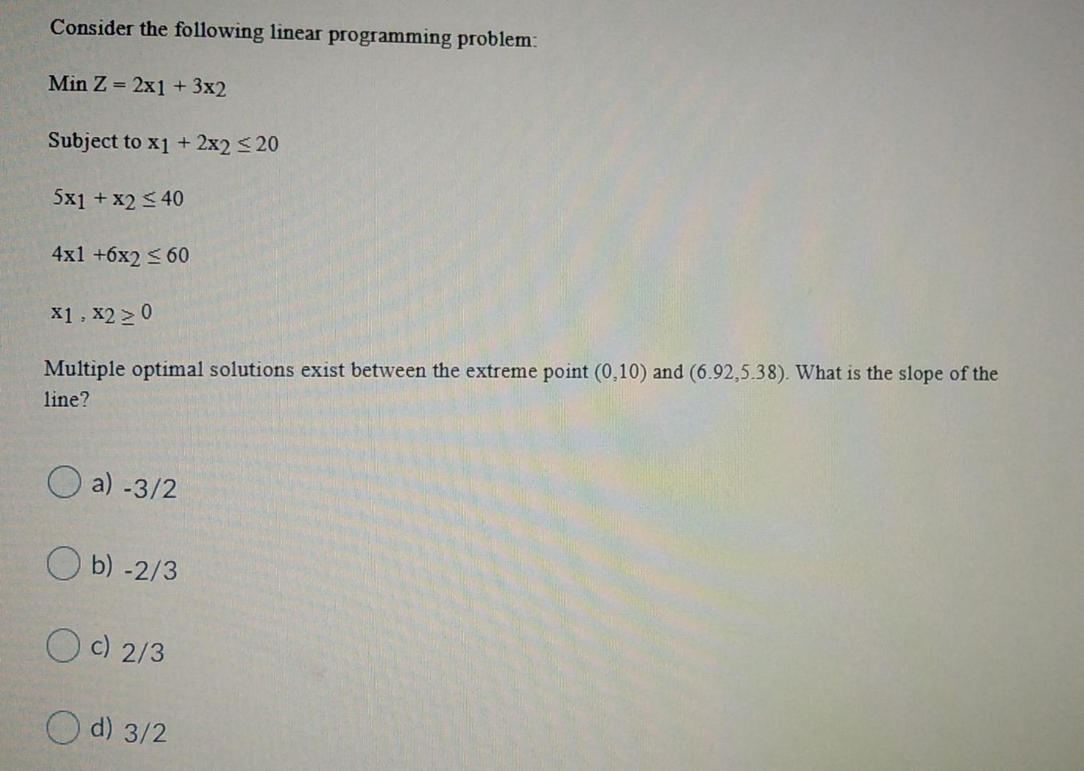 Solved Consider the following linear programming problem: | Chegg.com