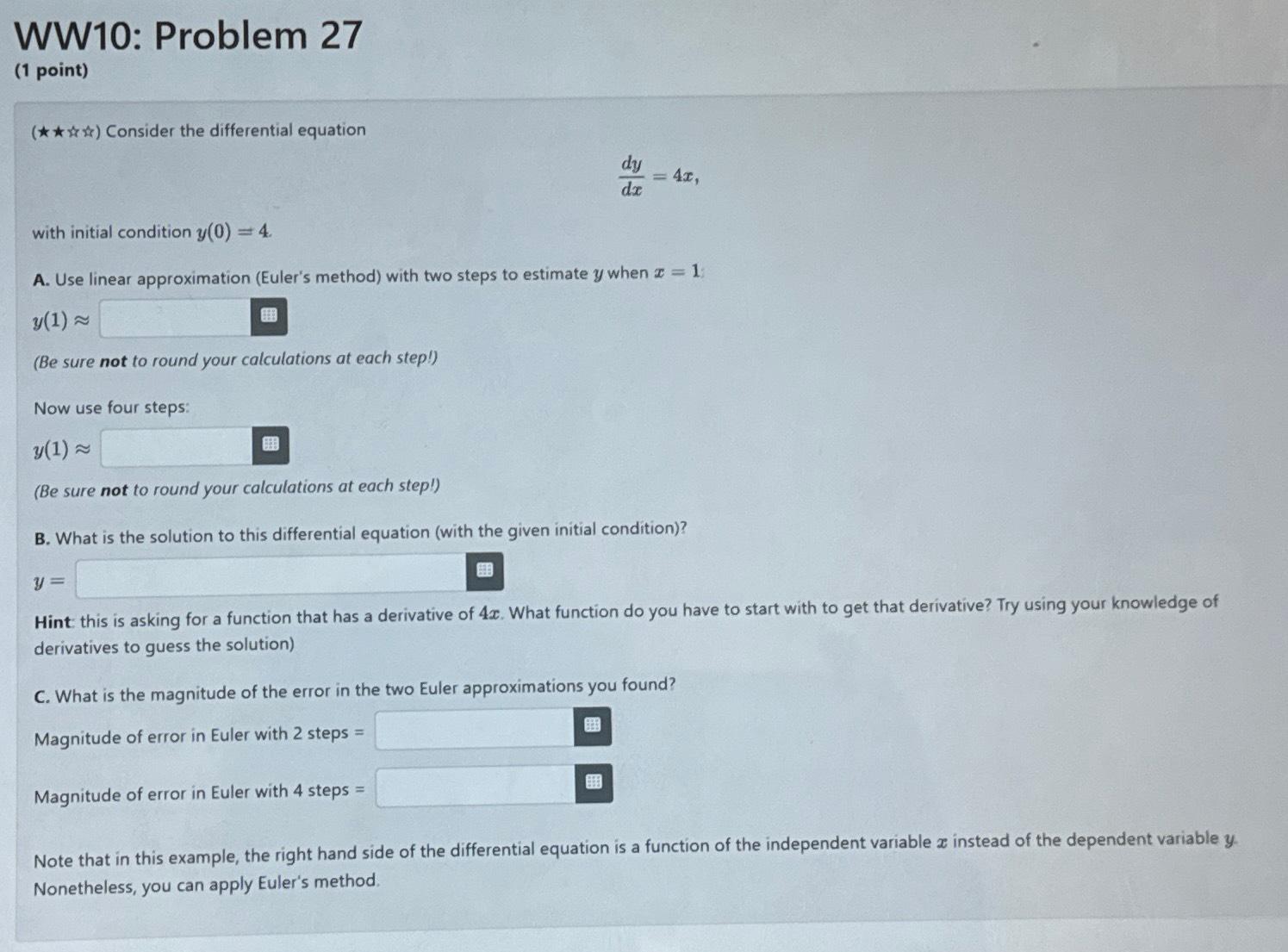 Solved WW10: Problem 27(1 ﻿point)( ****** मे मे) ﻿Consider | Chegg.com