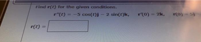 Solved Find r(t) for the given conditions. | Chegg.com