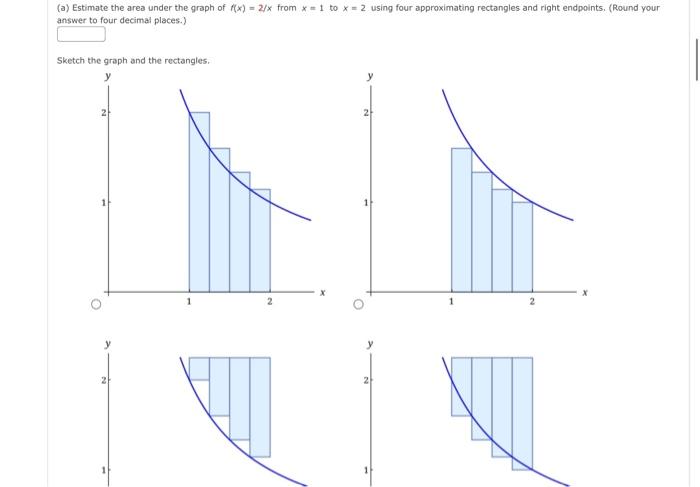 Solved (a) Estimate the area under the graph of f(x)=2/x | Chegg.com