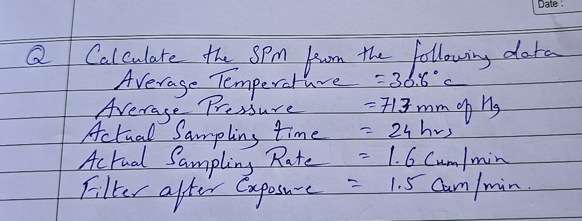 Solved Q Calculate the SPM from the following dataAverage | Chegg.com