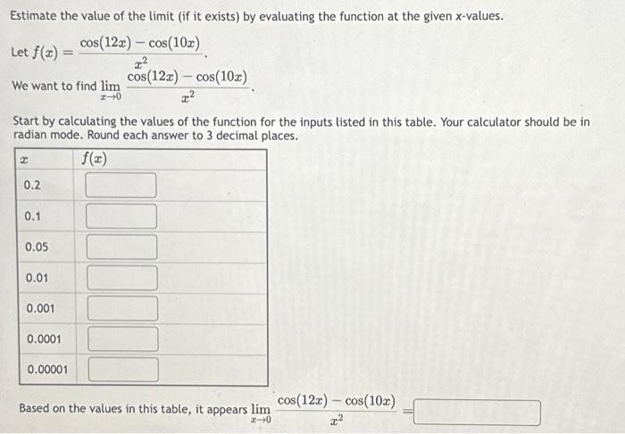 Estimate the value of the limit (if it exists) by | Chegg.com