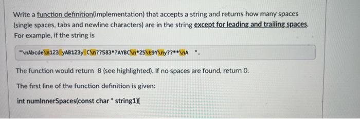 Solved Write a function definition(implementation) that | Chegg.com
