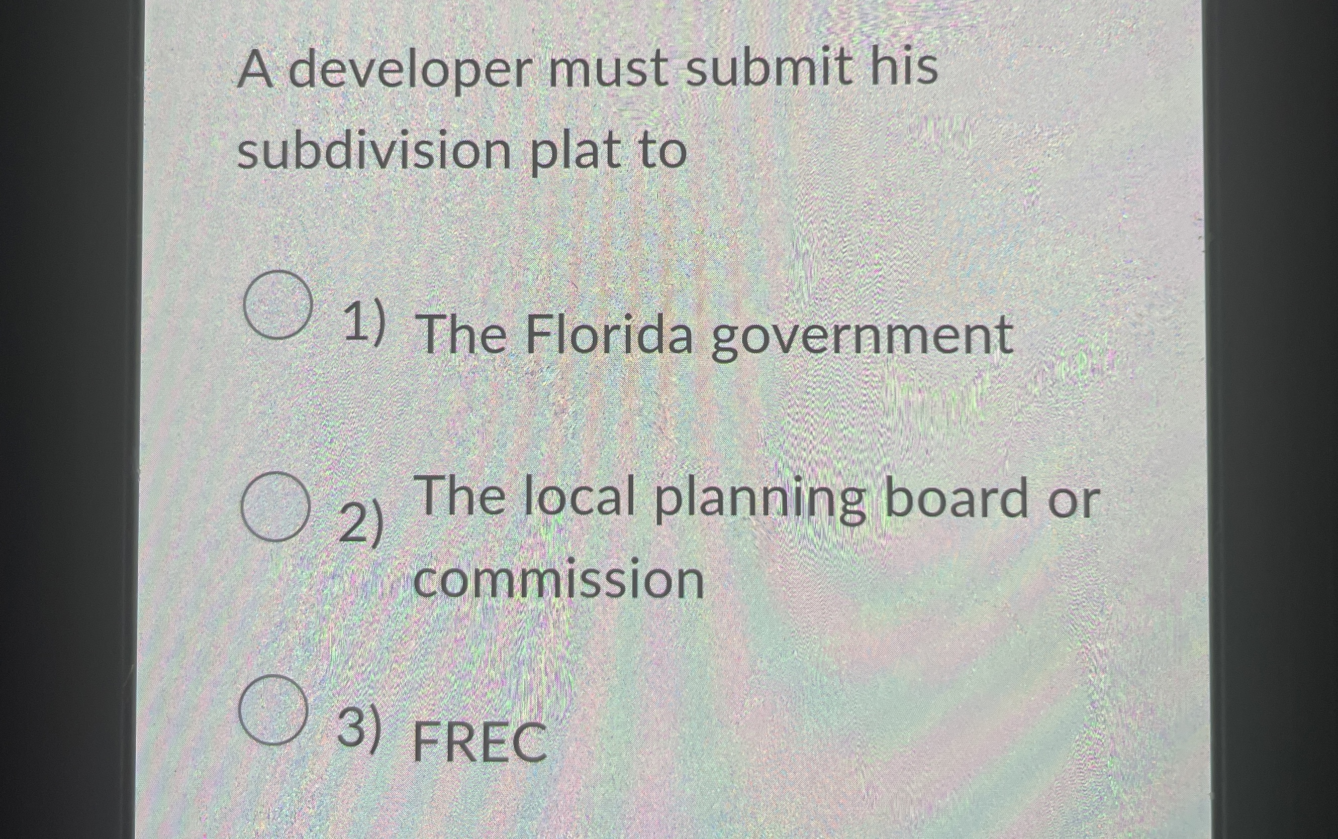 Solved A developer must submit his subdivision plat toThe | Chegg.com