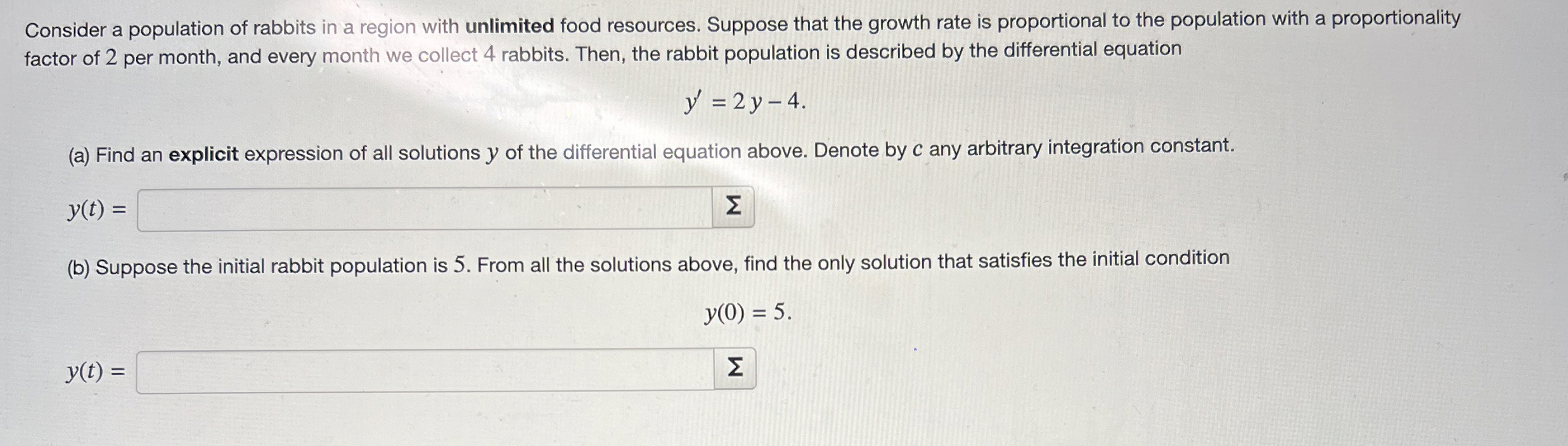 Solved Consider a population of rabbits in a region with | Chegg.com
