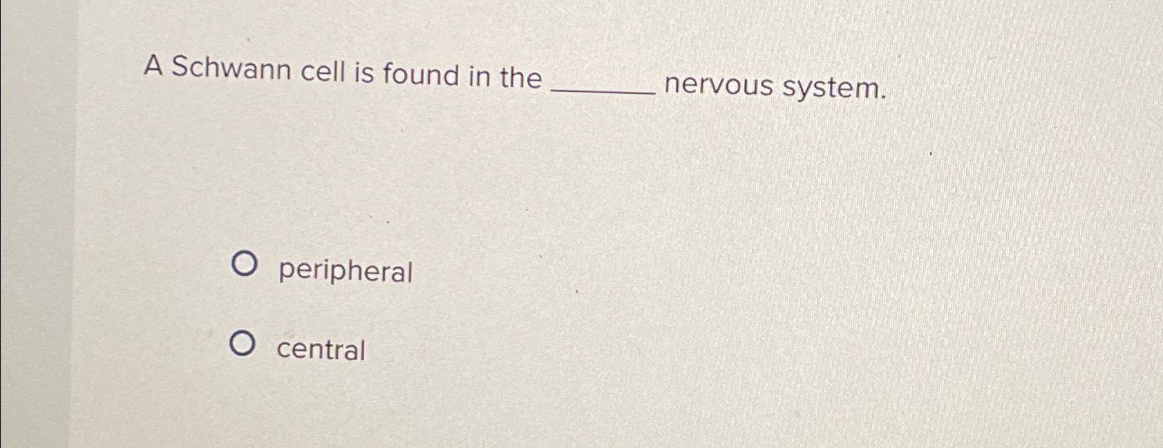 Solved A Schwann cell is found in the ﻿nervous | Chegg.com