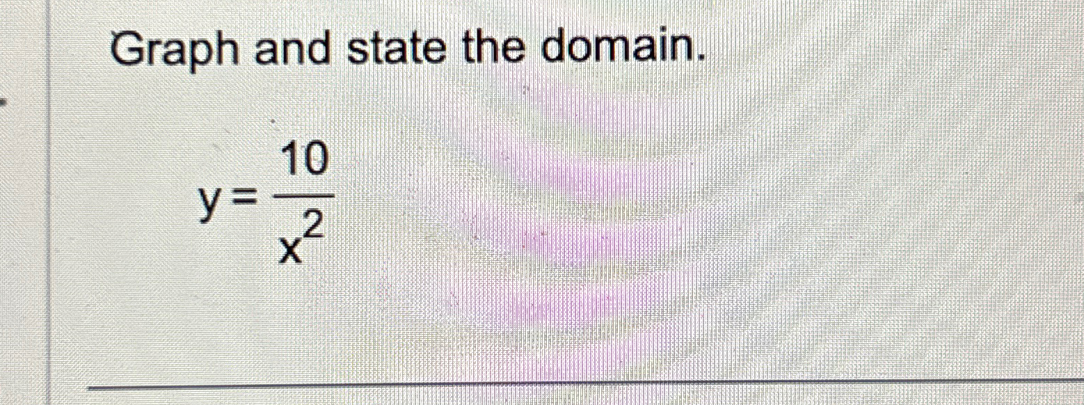Solved Graph and state the domain.y=10x2 | Chegg.com