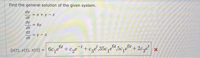 Solved Find the general solution of the given system. | Chegg.com