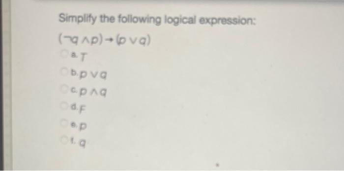 Solved Simplify the following logical expression: | Chegg.com