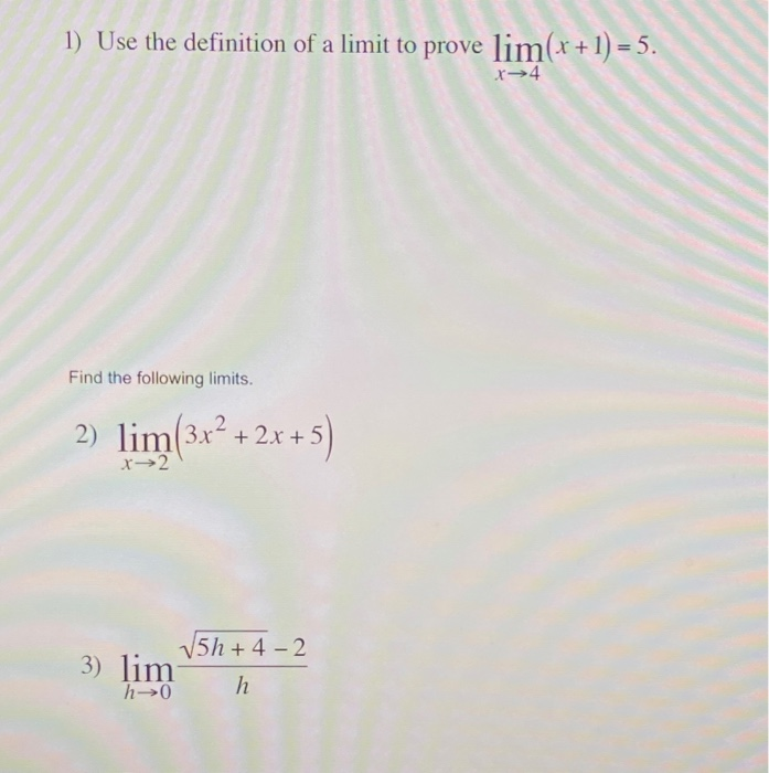 Solved 1) Use the definition of a limit to prove lim(x + 1) | Chegg.com