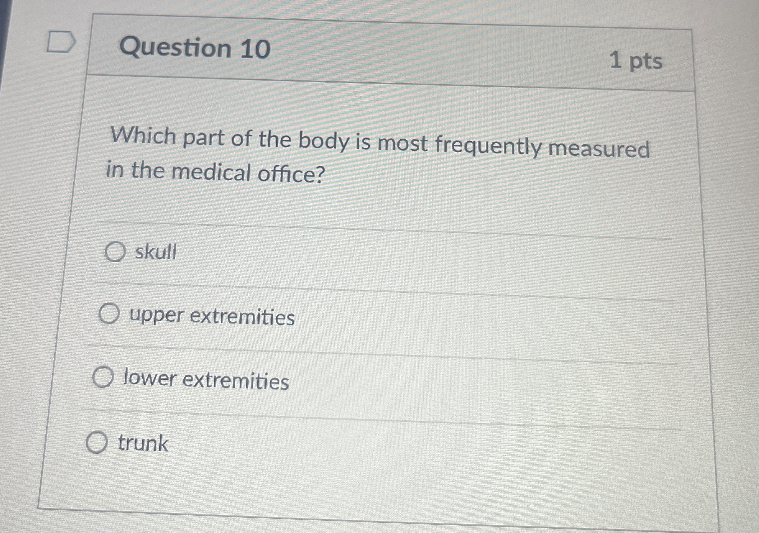 Solved Question 101 ptsWhich part of the body is most | Chegg.com Solved Question 101 ptsWhich part of the body is most | Chegg.com