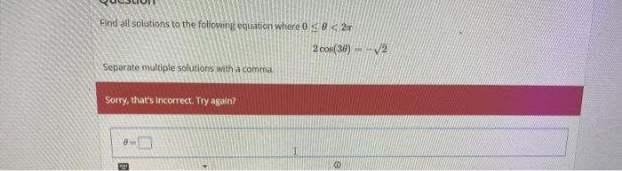 Solved Find all solutions to the folfowing equation where | Chegg.com