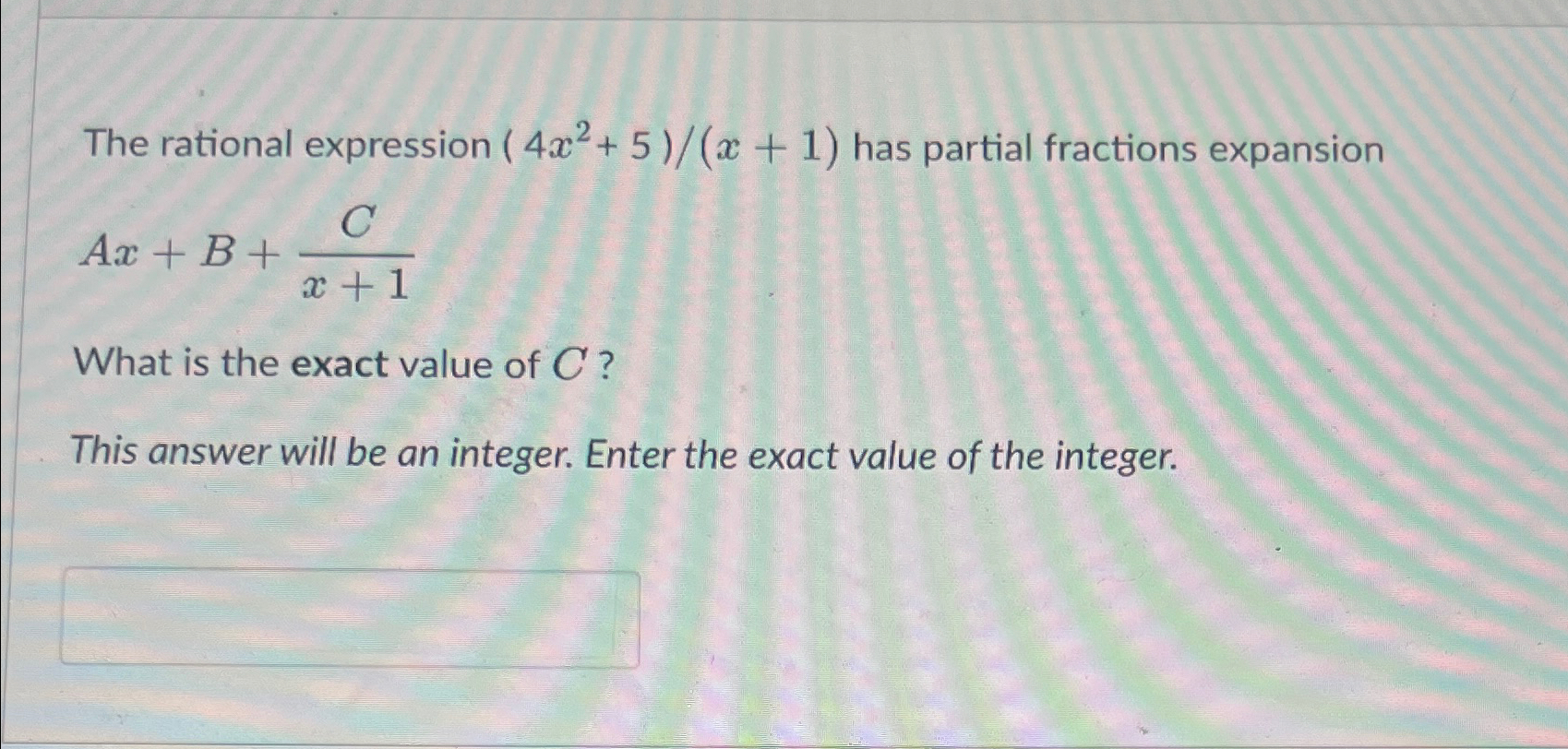 Solved The rational expression 4x2+5x+1 ﻿has partial | Chegg.com