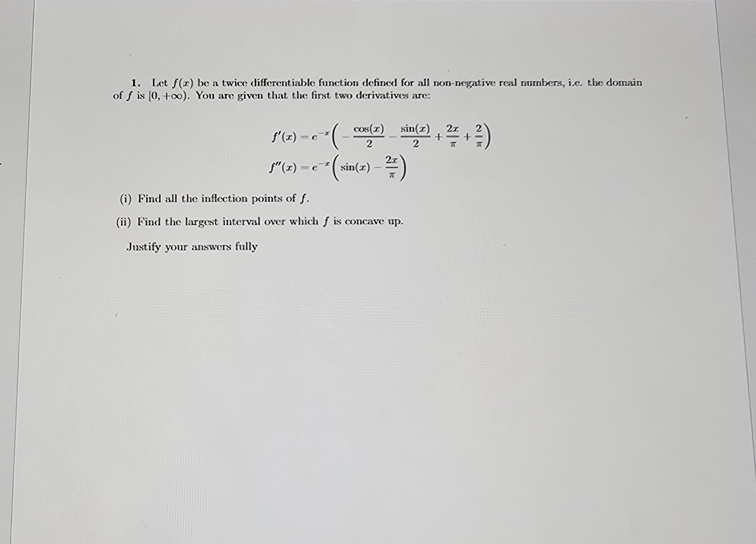 Solved Let f(x) ﻿be a twice differentiable function defined | Chegg.com