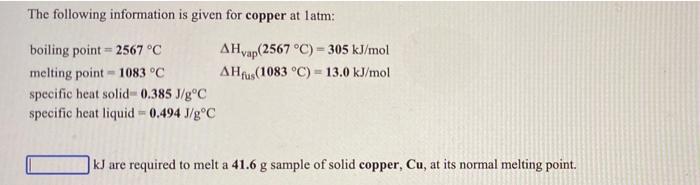 Solved The following information is given for magnesium at | Chegg.com