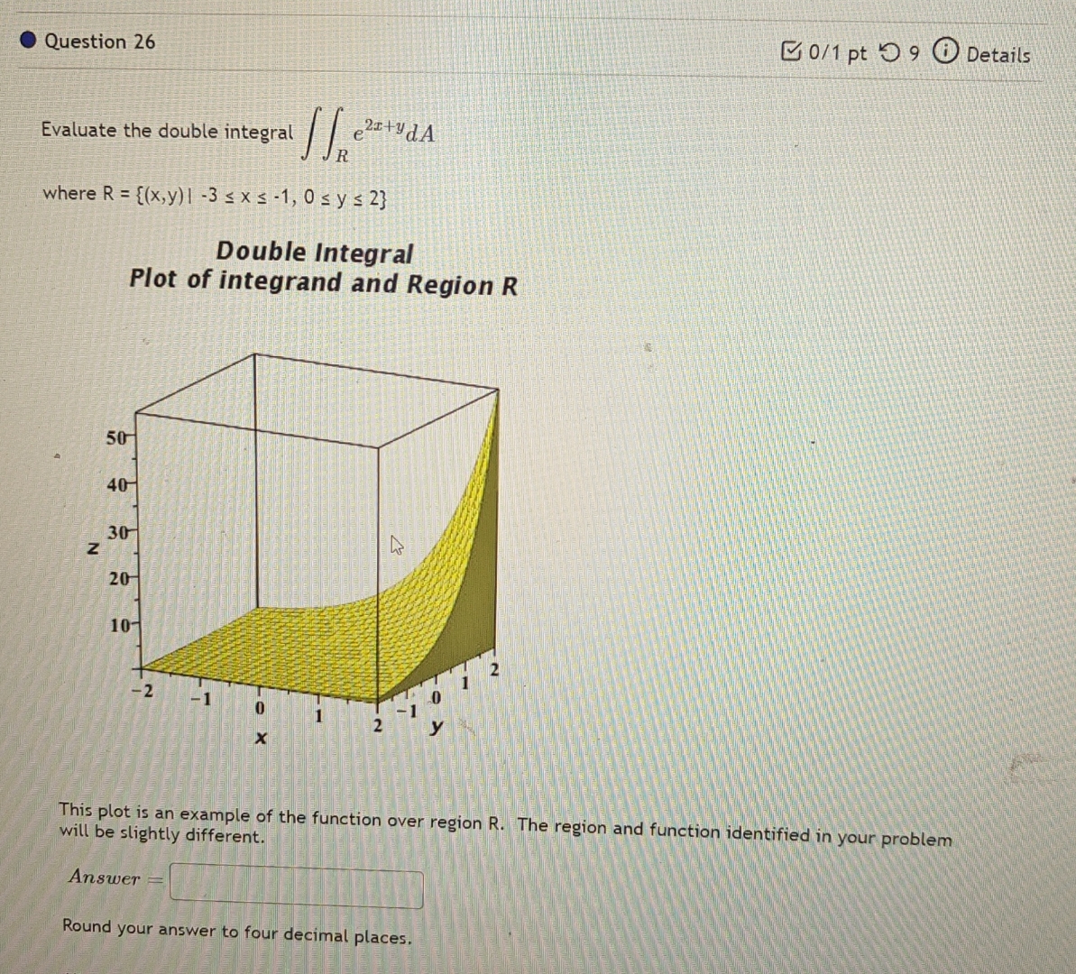 Solved Question 2601pt9DetailsEvaluate the double integral | Chegg.com