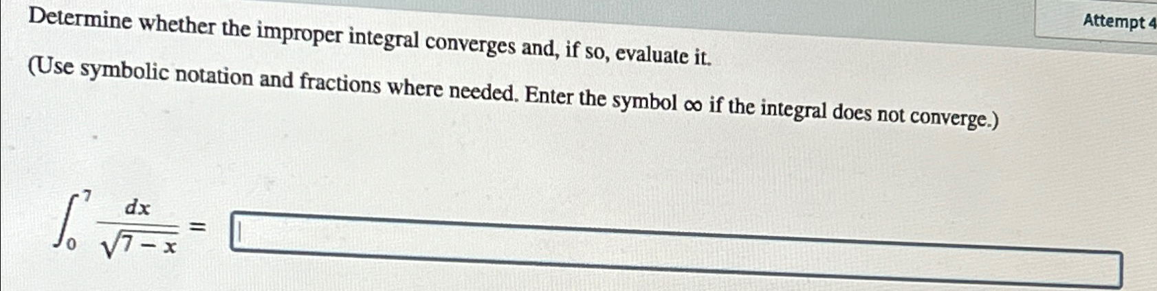 Solved Determine whether the improper integral converges | Chegg.com