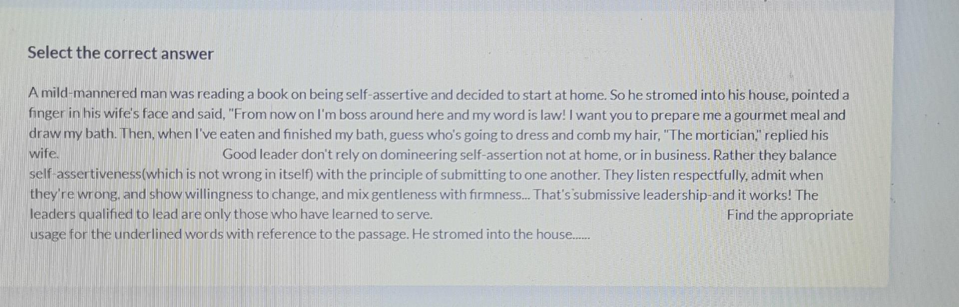 Select the correct answer A mild-mannered man was | Chegg.com