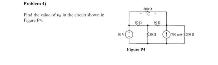 Solved Find the value of v0 in the circuit shown in Figure | Chegg.com