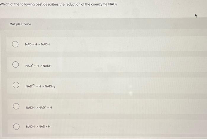 Solved Which of the following best describes the reduction | Chegg.com