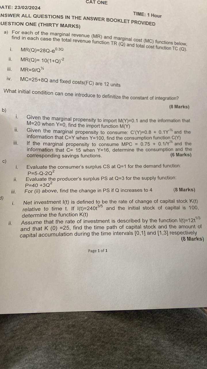 Solved NSWER ALL QUESTIONS IN THE ANSWER BOOKLET | Chegg.com