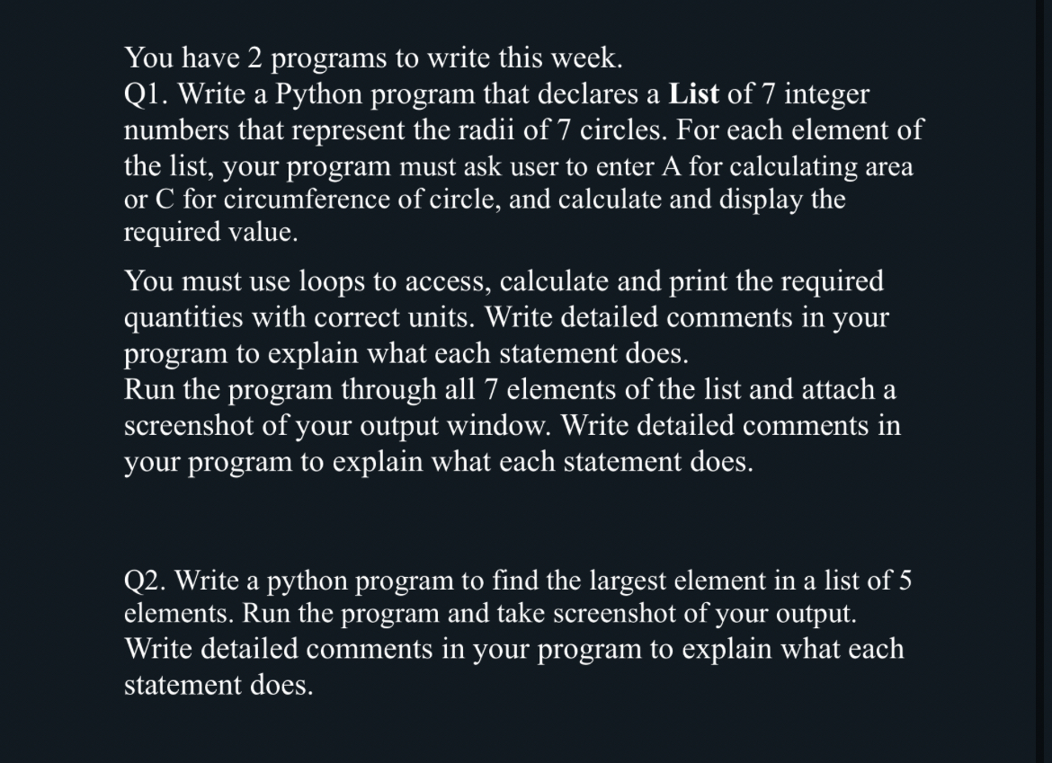 Solved You have 2 programs to write this week.Q1. Write a | Chegg.com Solved You have 2 programs to write this week.Q1. Write a | Chegg.com