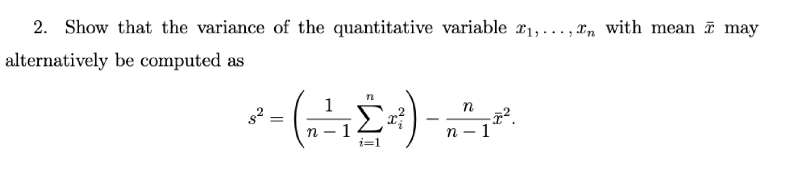 Solved Show that the variance of the quantitative variable | Chegg.com