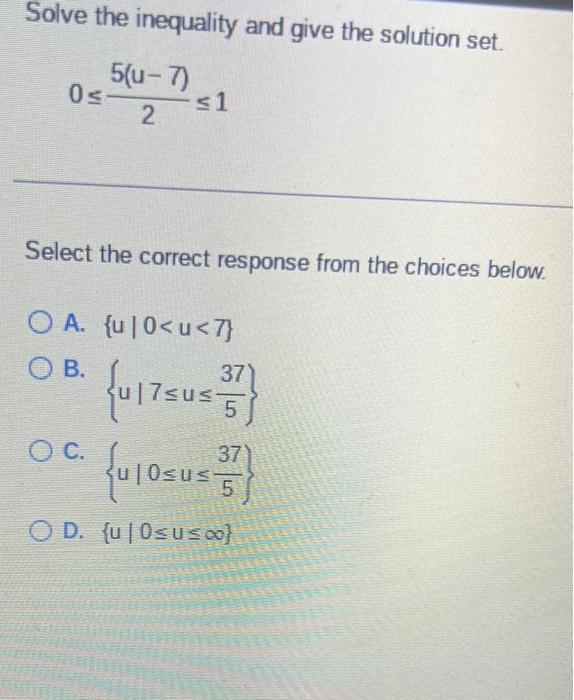 Solved Solve the inequality and give the solution set. | Chegg.com