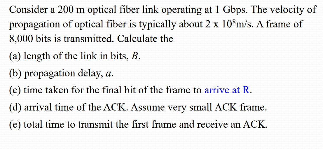 Solved Consider a 200m ﻿optical fiber link operating at | Chegg.com