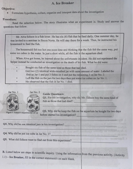Solved A Ice Breaker Objective • Formulate Hypothesis