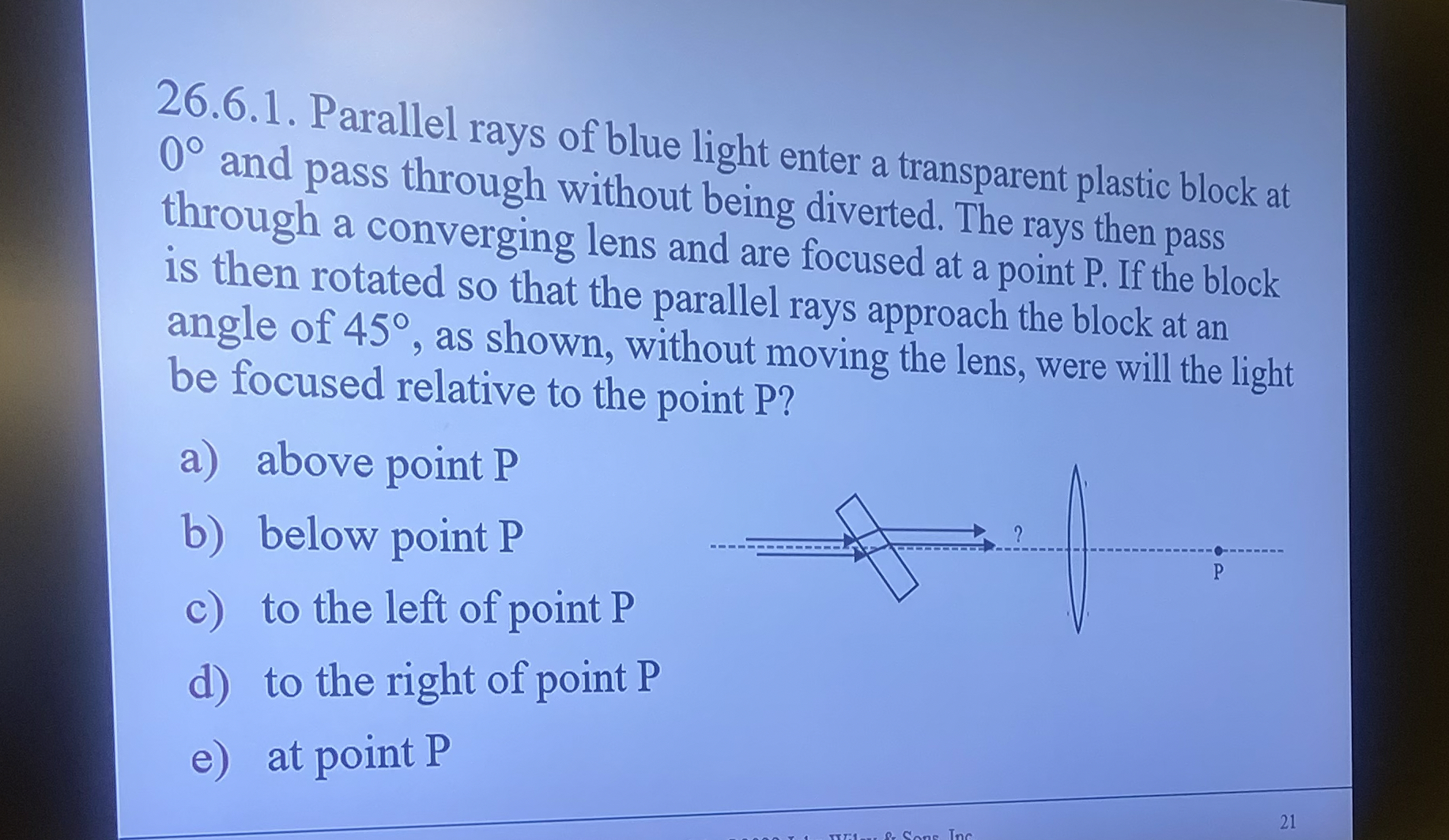 Solved 26.6.1. ﻿Parallel rays of blue light enter a | Chegg.com
